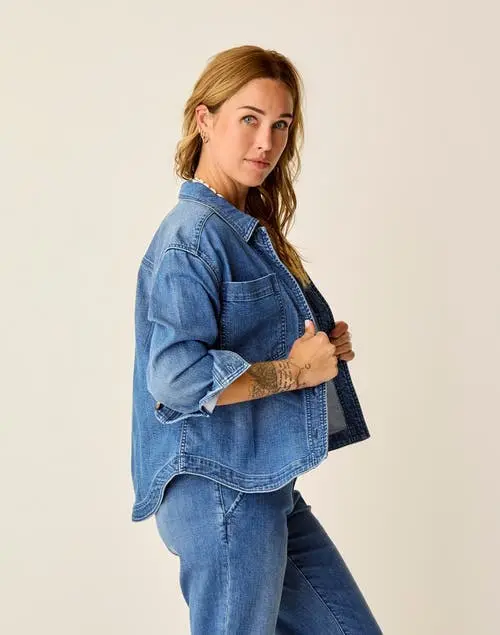 Carve Designs Flora Denim Shacket - Magnolia