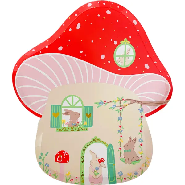 DAYDREAM SOCIETY Bunnies In The Garden Mushroom House Large Plates - Asssorted Pre-pack
