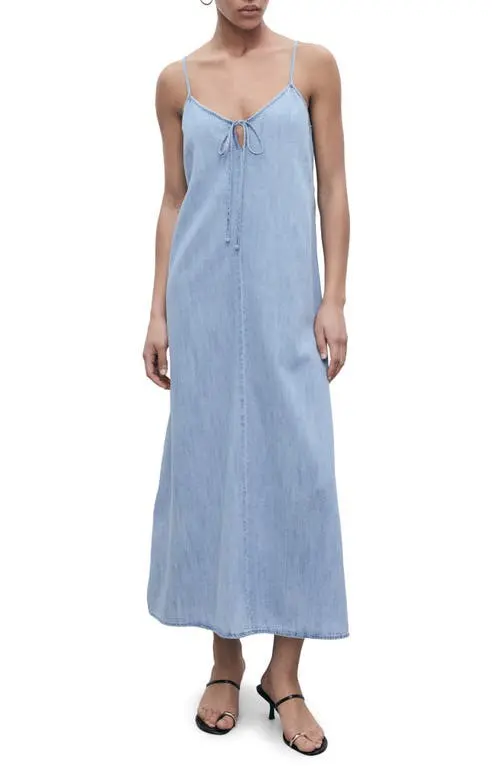Mango Denim Halter Shift Dress In Medium Blue - 60% Off | Editorialist