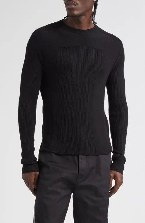 Rick Owens Geo Rib Virgin Wool Sweater - Black