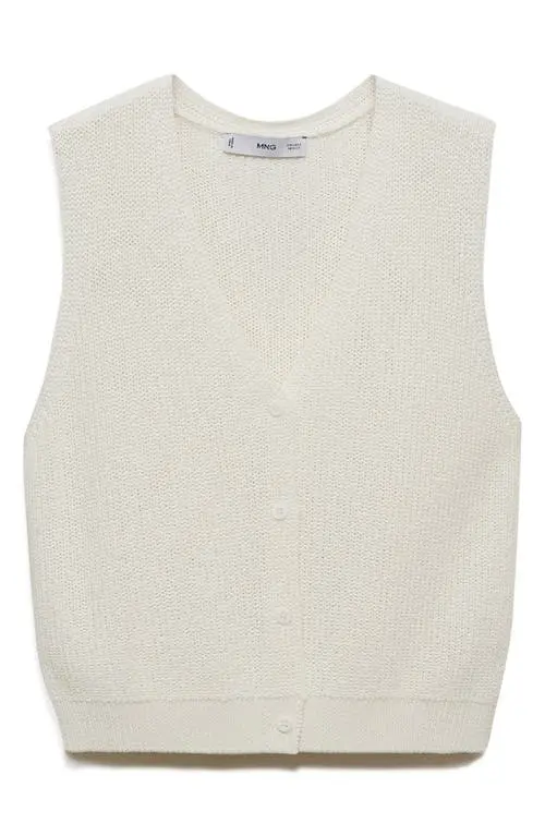 Mango Open Knit Sweater Vest - White