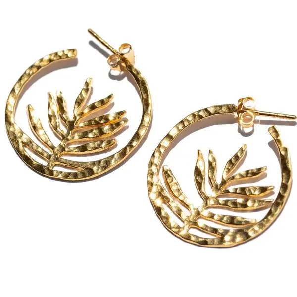 KIARA BY KI-ELE Palm Frond Hoop Earrings - Gold
