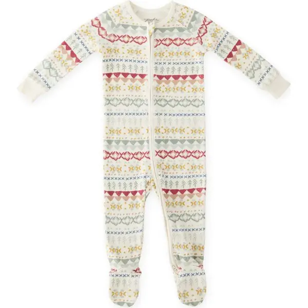 PEHR Print Rib Organic Cotton Footie - Fair Isle