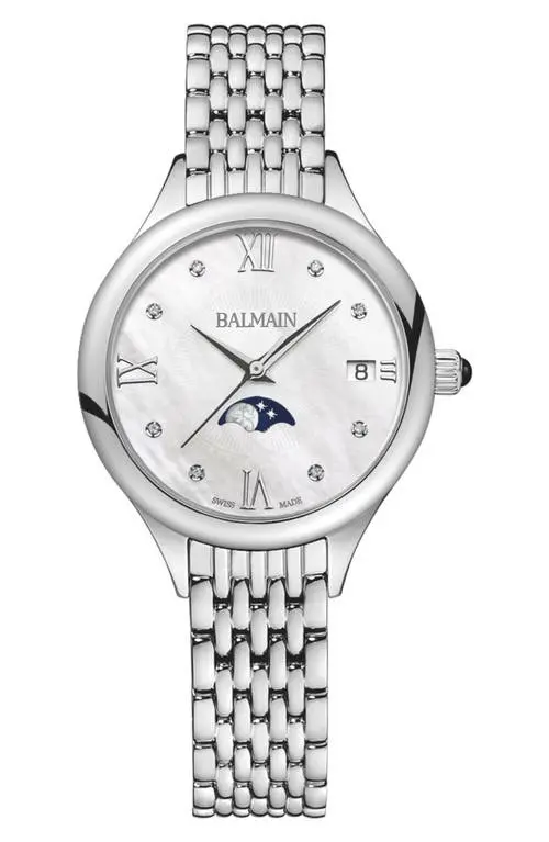 BALMAIN WATCHES Diamond Moon Phase Bracelet Watch - Stainless Steel