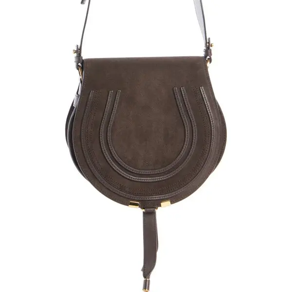 Chloé Large Marcie Suede Crossbody Bag - Kohl Brown