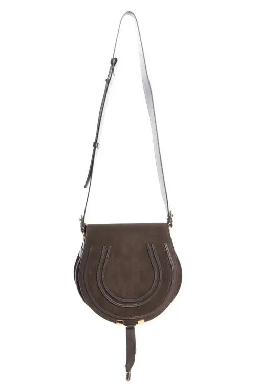Chloé Large Marcie Suede Crossbody Bag - Kohl Brown