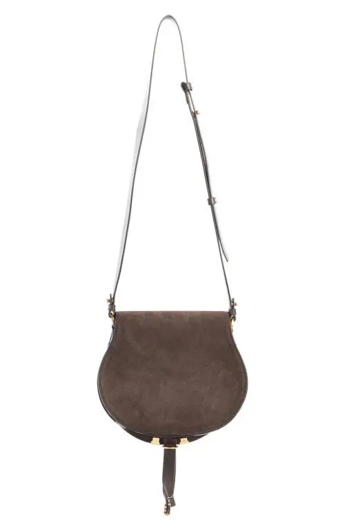 Chloé Large Marcie Suede Crossbody Bag - Kohl Brown