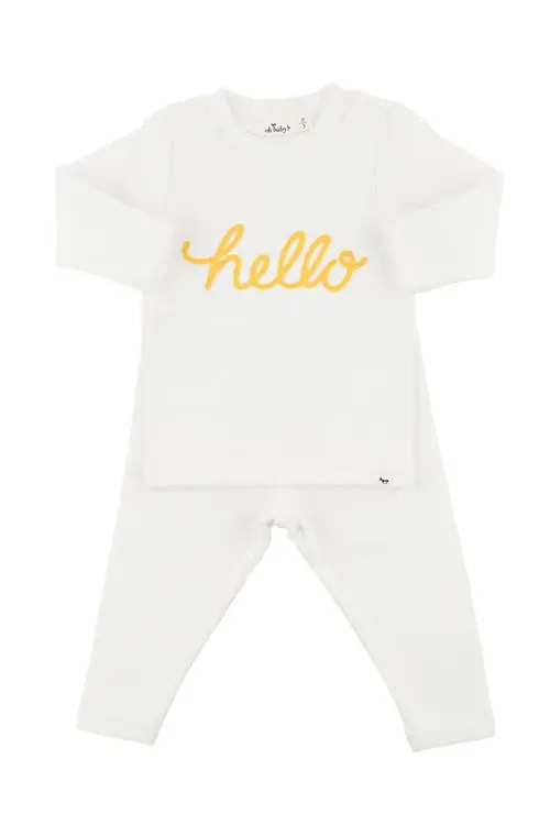 OH BABY! Embroidered Two Piece Set - Cream