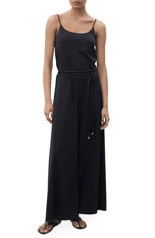 Mango Sleeveless Wide Leg Jumpsuit - Dark Navy