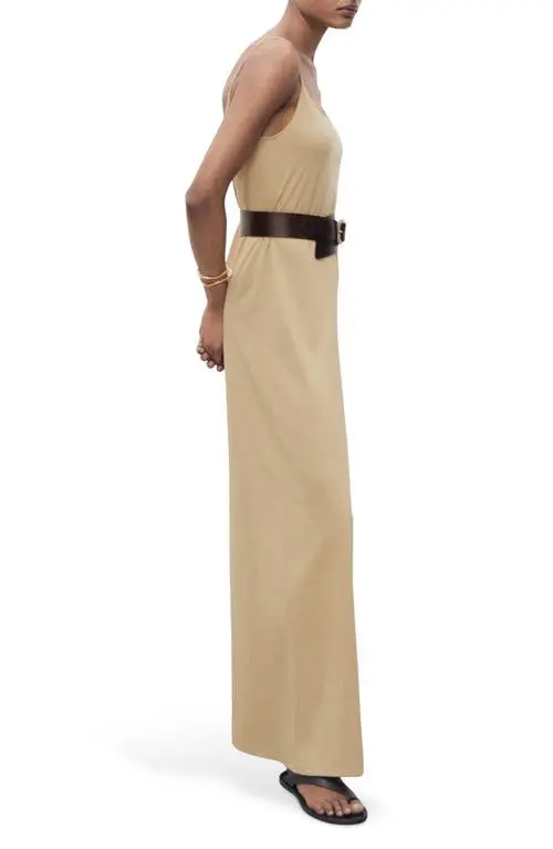 Mango Sleeveless Wide Leg Jumpsuit - Medium Brown
