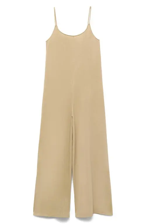 Mango Sleeveless Wide Leg Jumpsuit - Medium Brown