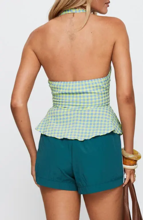 Princess Polly Gingham Halter Peplum Top - Multi | Editorialist