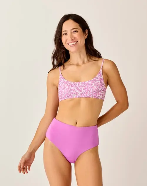 Carve Designs Erin High-waisted Bikini Bottom - Fleur/violet
