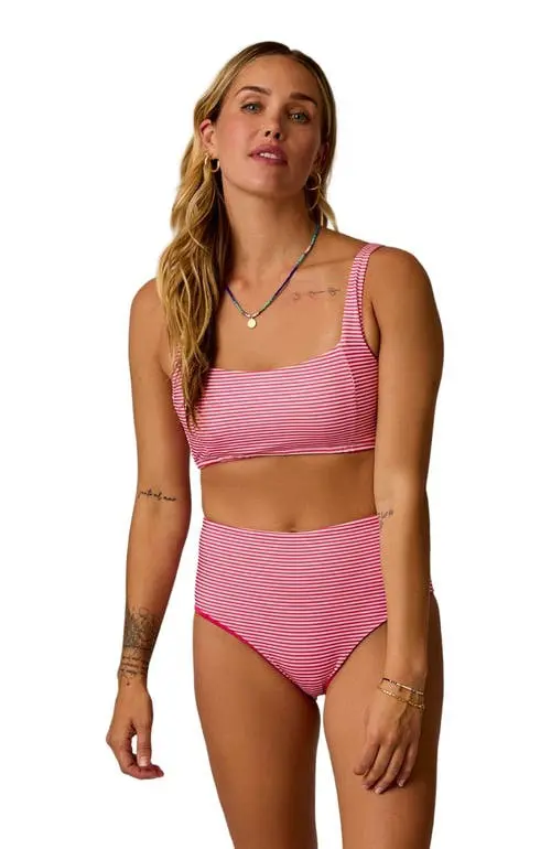 Carve Designs Erin Reversible Bikini Bottom - Melon Stripe/watermelon