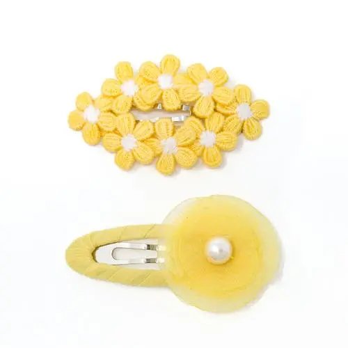 PUTTISU 2-piece Floral Hair Clip Set - Dandelion Wishes - Yellow