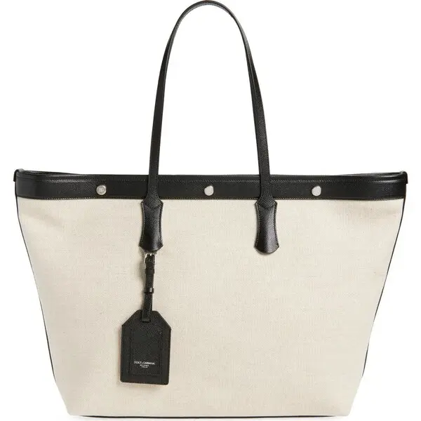Dolce & Gabbana Atene Canvas Tote - 8s469 Avorio/nero
