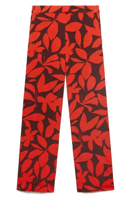 Mango Flowy Print Straight Leg Pants