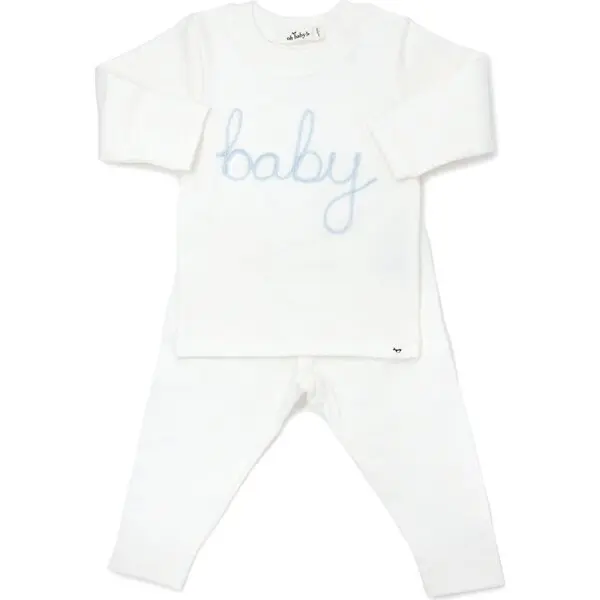 OH BABY! Embroidered Two Piece Set - Cream