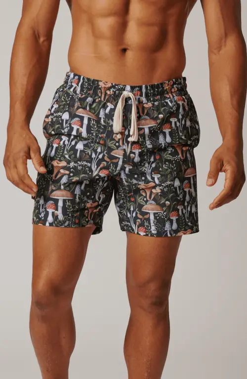 LEISURE LAB Magic Garden Print Swim Trunks - Dark Forest