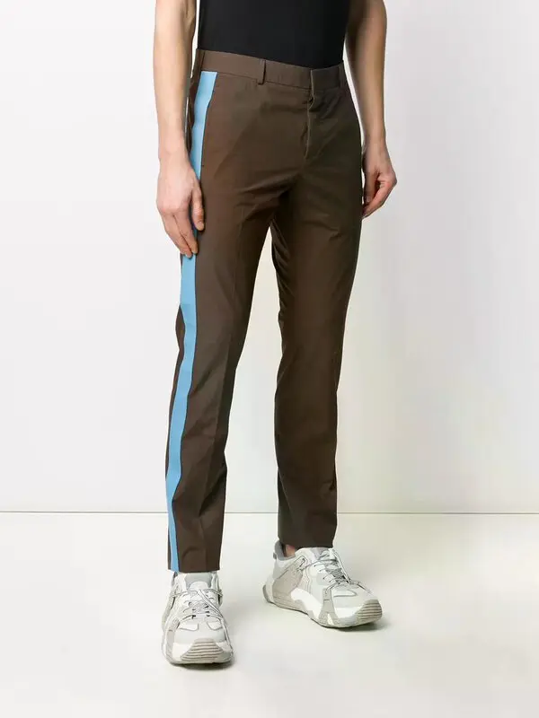 Valentino Garavani Contrast Tape Slim-fit Trousers - Brown