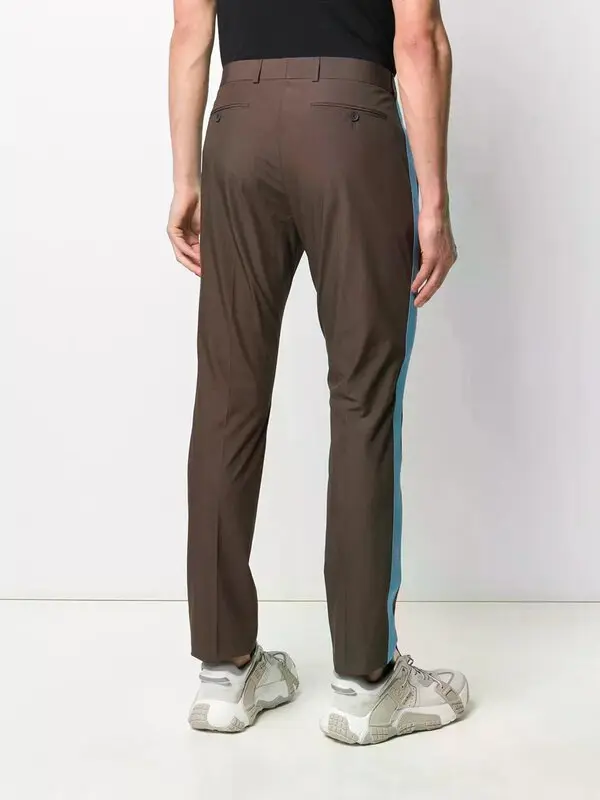 Valentino Garavani Contrast Tape Slim-fit Trousers - Brown