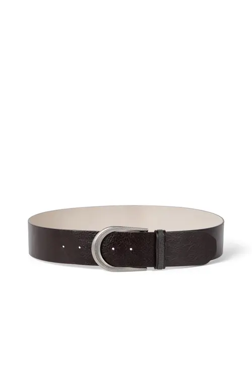 Brunello Cucinelli Glossy Calfskin Belt - Black