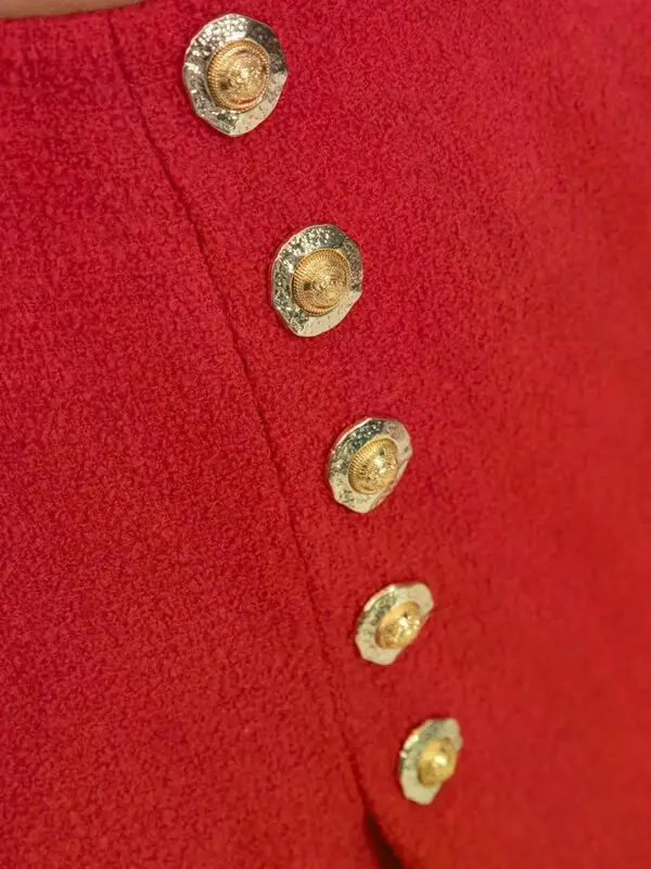 Balmain Virgin Wool Mini Skirt With Gold-tone Buttons