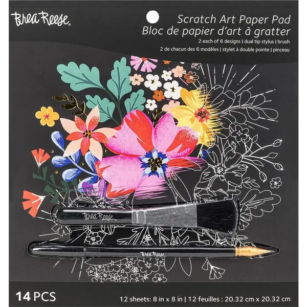 BREA REESE Mystical Scratch Art Paper Pad 12 Designs - Multicolored