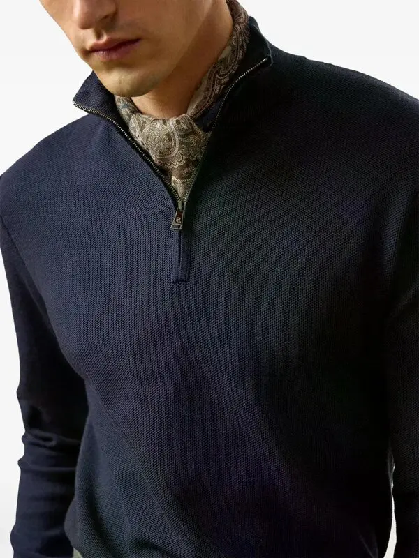 Ralph Lauren Purple Label Piqué-weave Wool Sweater - Blue