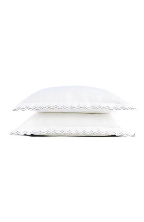 CHRISTY Scallop Edge Luxury Cotton Sateen Oxford Style Pillow Sham Pairs - Silver
