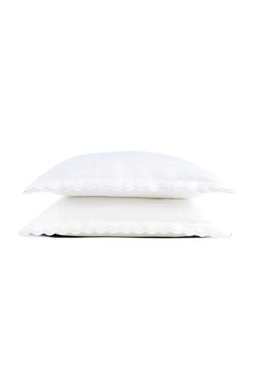 CHRISTY Scallop Edge Luxury Cotton Sateen Oxford Style Pillow Sham Pairs - White