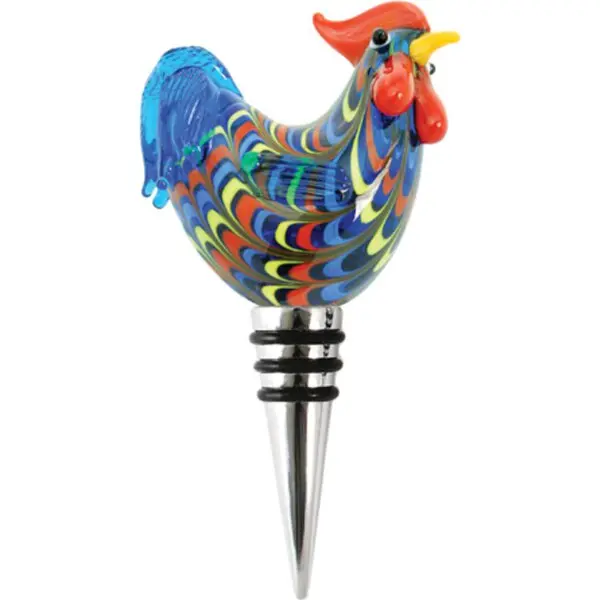 TWINE Rooster Glass Bottle Stopper - Multicolor