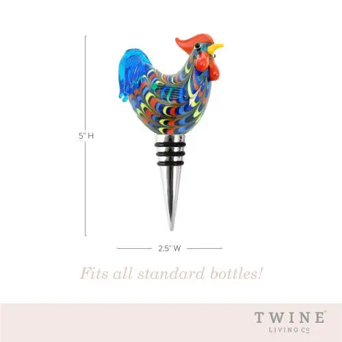 TWINE Rooster Glass Bottle Stopper