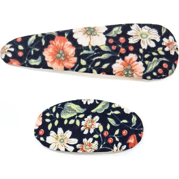 PUTTISU 2-piece Floral Print Clip Set - Midnight Flora