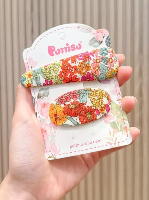 PUTTISU 2-piece Floral Print Clip Set - Retro Bloom Bash