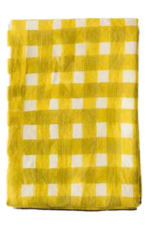 GOLDIE HOME Yellow Cross-hatch Tablecloth - Yellow Cross - Lavender Trim
