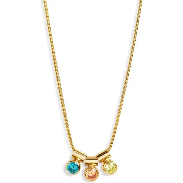 SET & STONES Ellie Multiple Birthstone Pendant Necklace - Gold /3 Charms