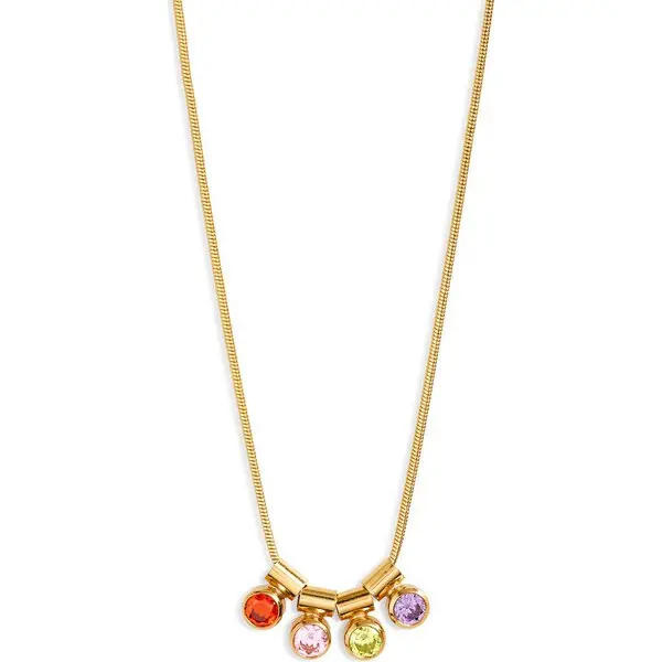 SET & STONES Ellie Multiple Birthstone Pendant Necklace - Gold /4 Charms