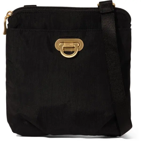 BAGGALLINI Coastal Flip Lock Mini Crossbody - Black W/gold Hardware