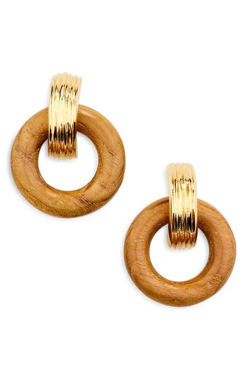 SOKO Shujaa Mixed Media Frontal Hoop Earrings - Gold