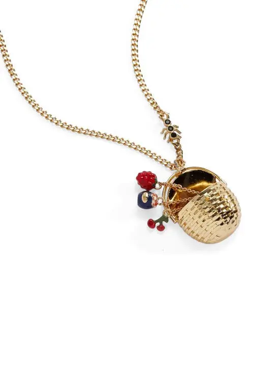 ALEX AND ANI Picnic Basket Pendant Necklace - Gold