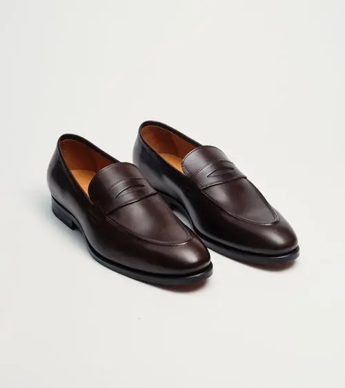 Jack Erwin Leather Penny Loafer - Brown Full Grain