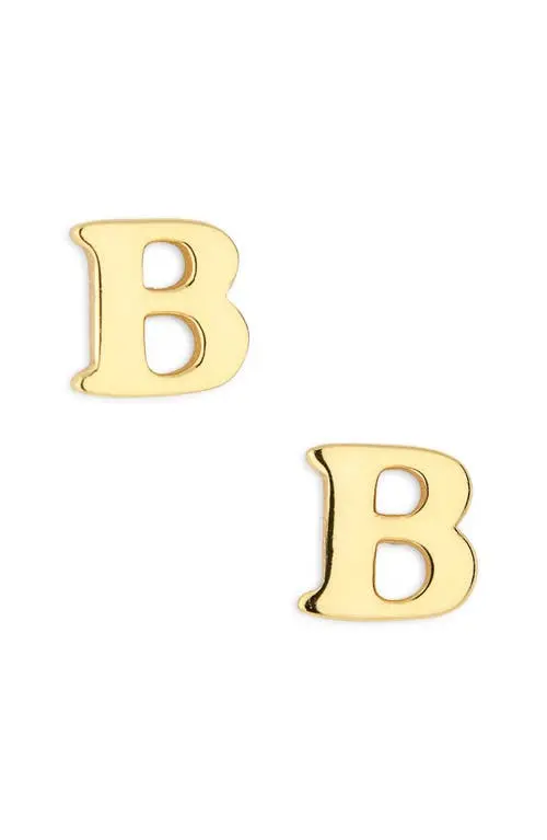 MARLYN SCHIFF Block Letter Initial Stud Earrings - Gold Plated B