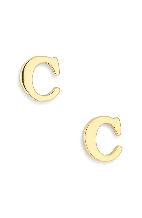 MARLYN SCHIFF Block Letter Initial Stud Earrings - Gold Plated C