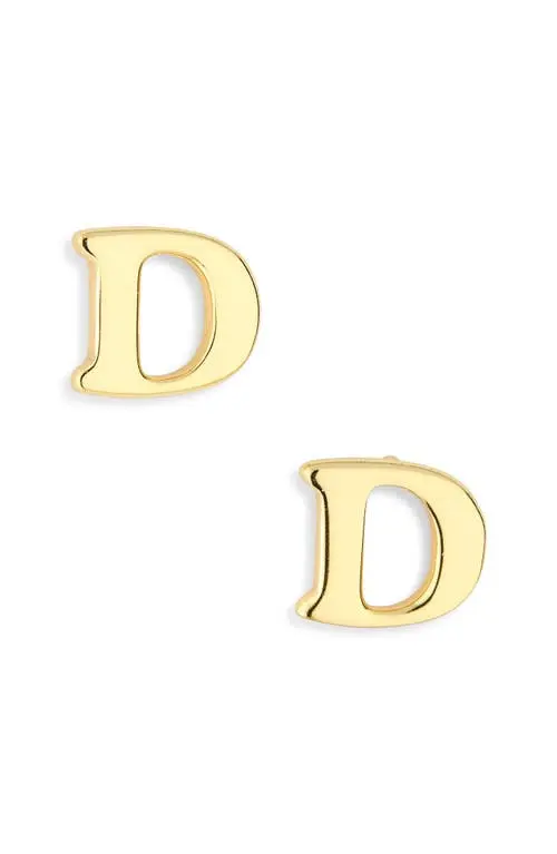 MARLYN SCHIFF Block Letter Initial Stud Earrings - Gold Plated D
