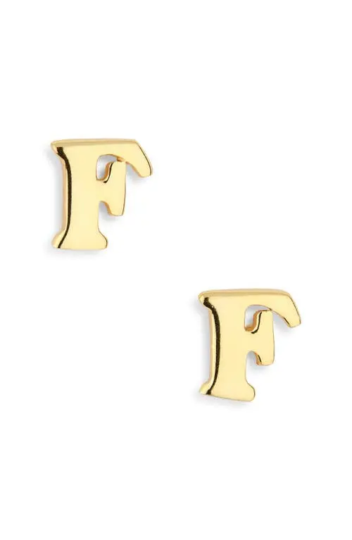 MARLYN SCHIFF Block Letter Initial Stud Earrings - Gold Plated F