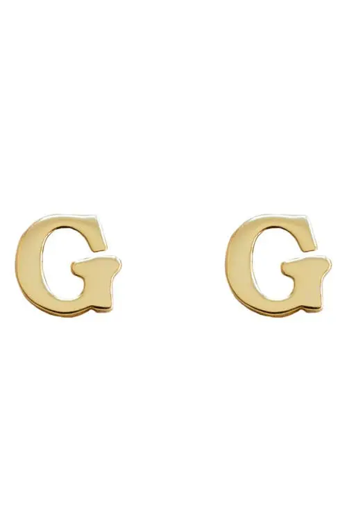 MARLYN SCHIFF Block Letter Initial Stud Earrings - Gold Plated G