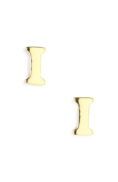 MARLYN SCHIFF Block Letter Initial Stud Earrings - Gold Plated I