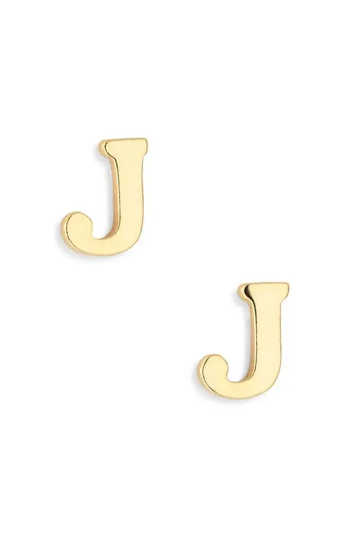 MARLYN SCHIFF Block Letter Initial Stud Earrings - Gold Plated J