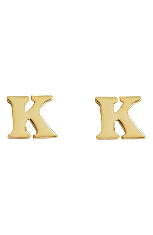 MARLYN SCHIFF Block Letter Initial Stud Earrings - Gold Plated K